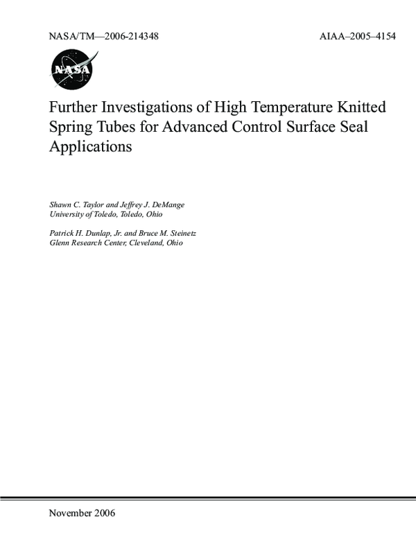 (PDF) Further Investigations of High Temperature Knitted Spring Tubes ...
