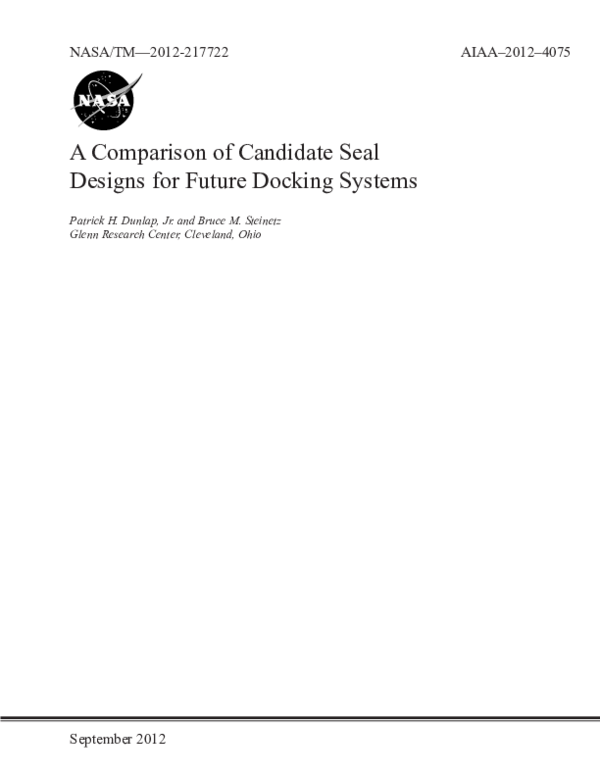 (PDF) A Comparison of Candidate Seal Designs for Future Docking Systems