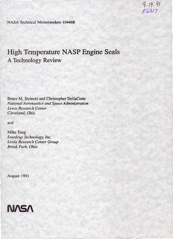 (PDF) High temperature NASP engine seals: A technology review