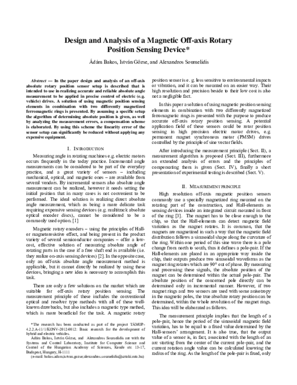 (PDF) Design and analysis of a magnetic off-axis rotary position ...
