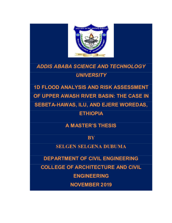 (PDF) 1D Flood Analysis and Risk Assessment of Upper Awash River Basin ...