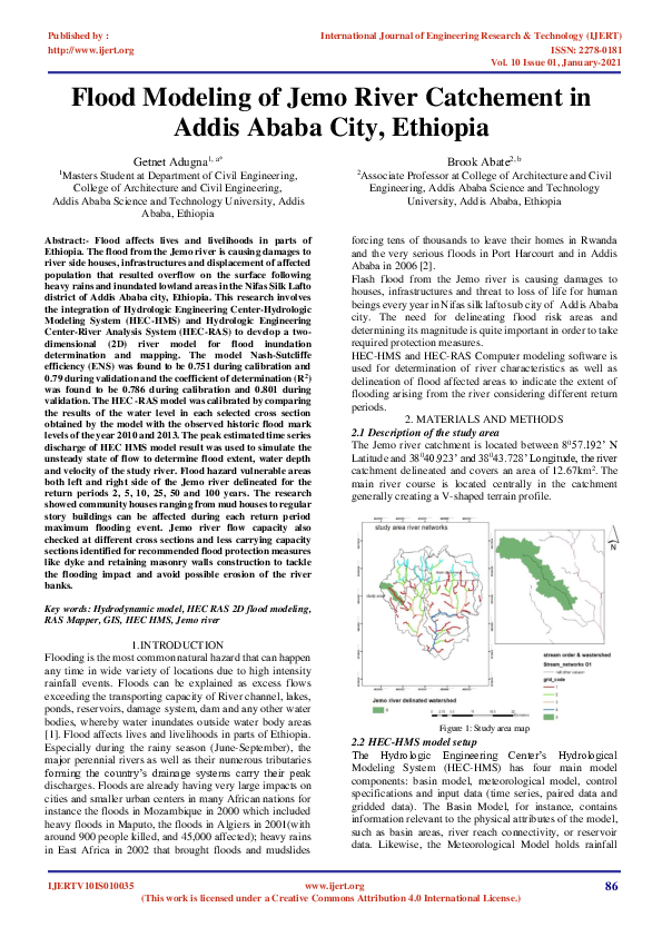 (PDF) Flood Modeling of Jemo River Catchement in Addis Ababa City, Ethiopia