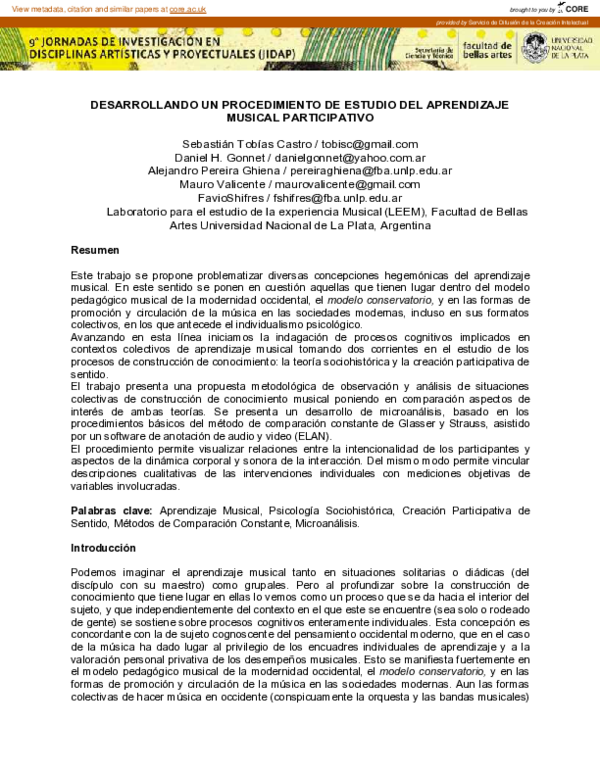 (PDF) Desarrollando un procedimiento de estudio del aprendizaje musical ...