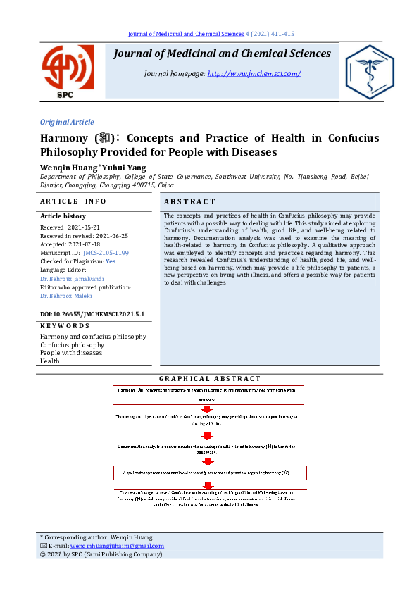 (PDF) Harmony (和): Concepts and Practice of Health in Confucius ...