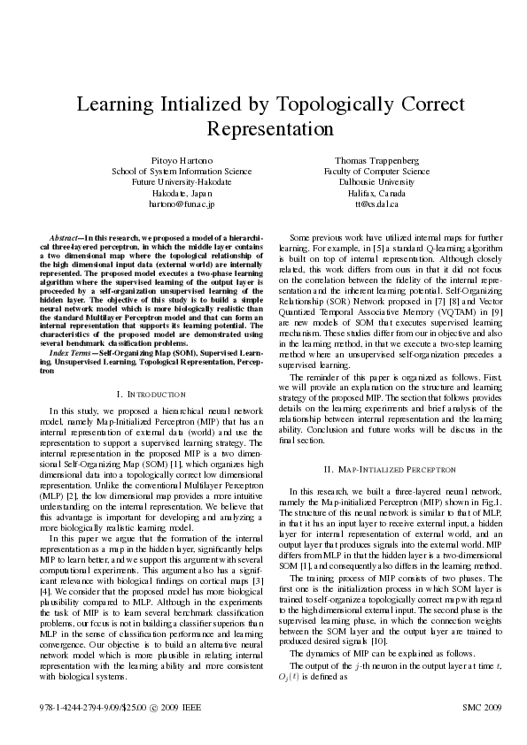 (PDF) Learning intialized by topologically correct representation ...