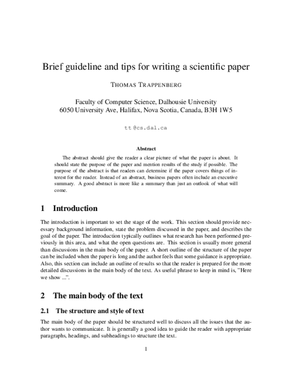 (PDF) Brief guideline and tips for writing a scientific paper