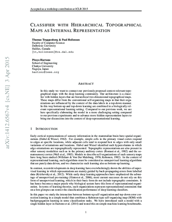(PDF) Classifier with hierarchical topographical maps as internal ...