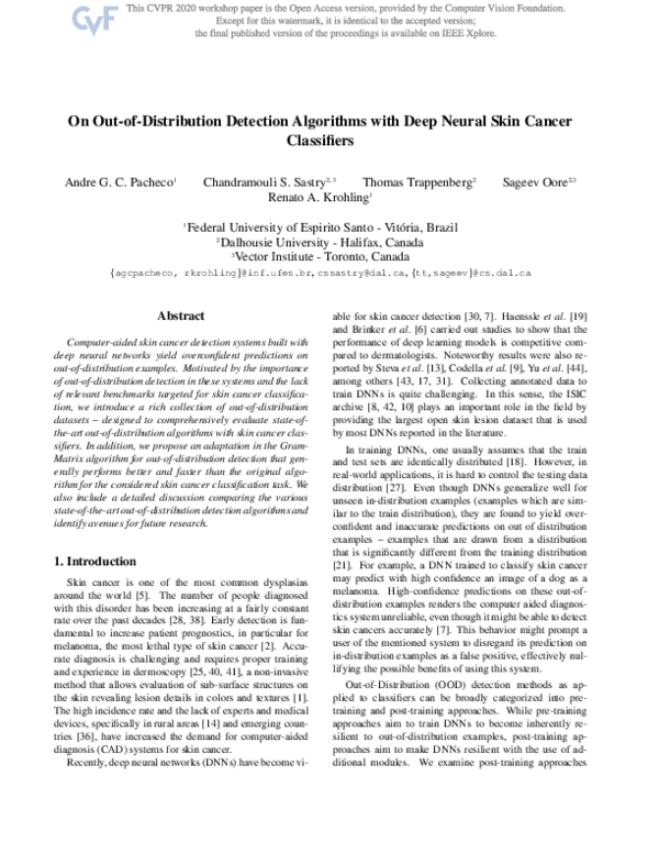 (PDF) Out-of-Distribution Detection in Skin Cancer AI