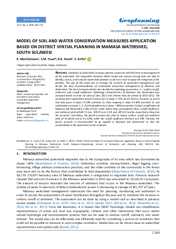 (PDF) Model of Soil and Water Conservation Measures Application based ...