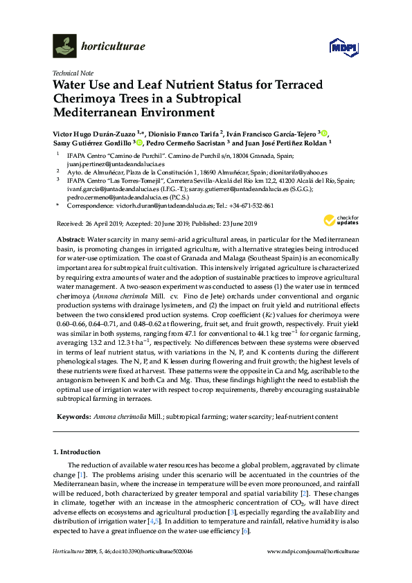 (PDF) Optimizing Water Use in Cherimoya Orchards