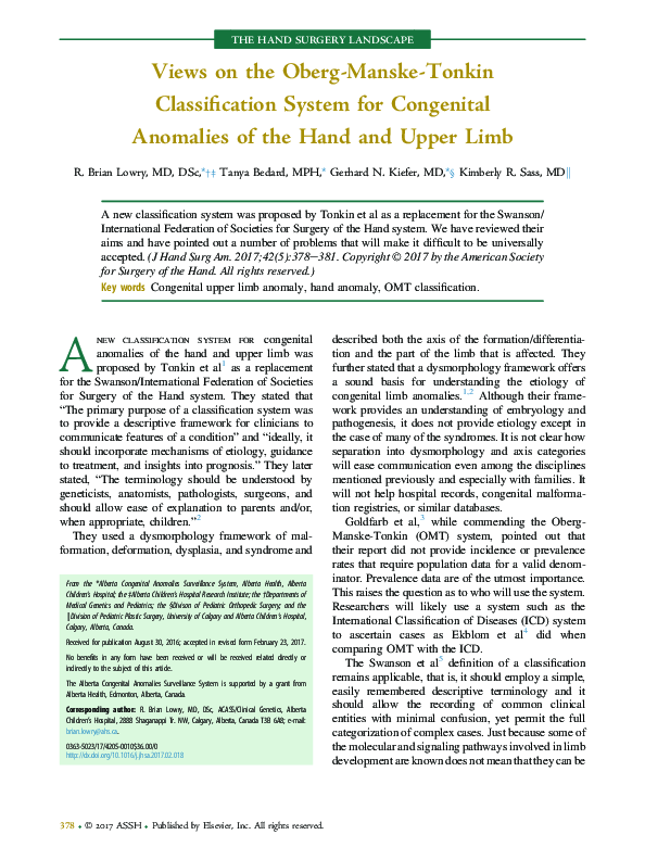 (PDF) Views on the Oberg-Manske-Tonkin Classification System for ...