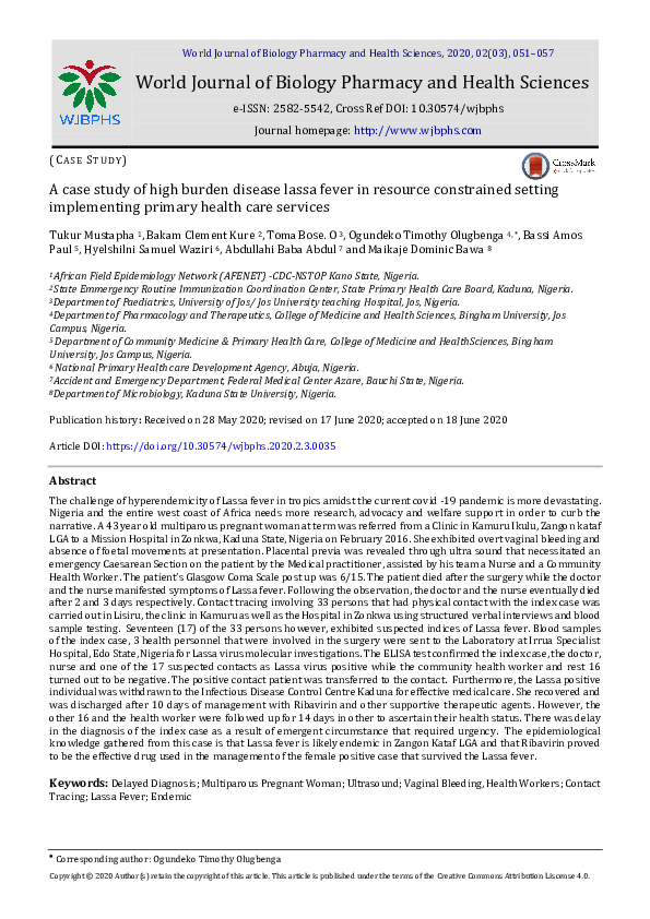 (PDF) A case study of high burden disease lassa fever in resource ...