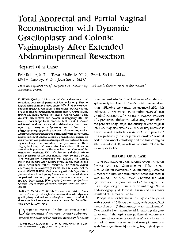 (PDF) Total anorectal and partial vaginal reconstruction with dynamic ...