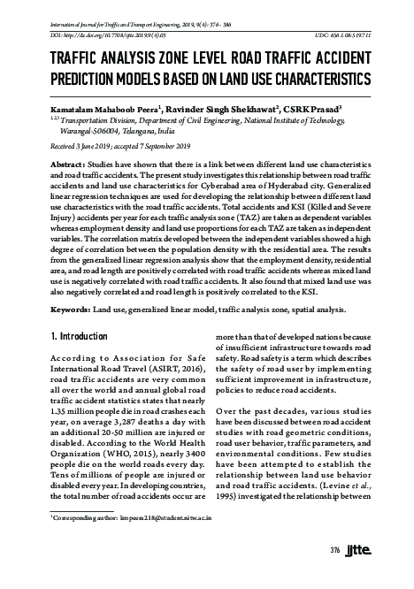 (PDF) Traffic Analysis Zone Level Road Traffic Accident Prediction ...
