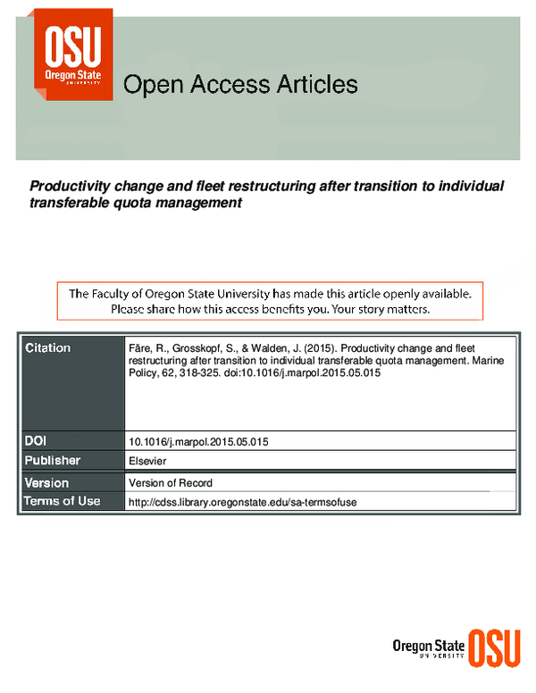 (PDF) Productivity change and fleet restructuring after transition to ...