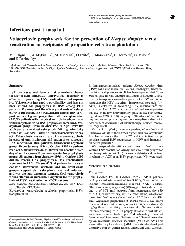 (PDF) Valacyclovir prophylaxis for the prevention of Herpes simplex ...