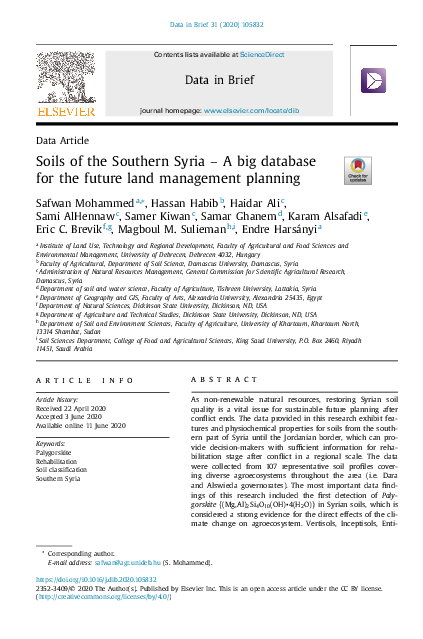 (PDF) Soils of the Southern Syria – A big database for the future land ...