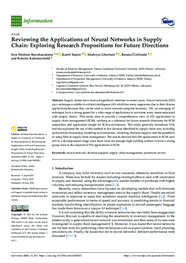 (PDF) Reviewing the Applications of Neural Networks in Supply Chain: Exploring Research ...