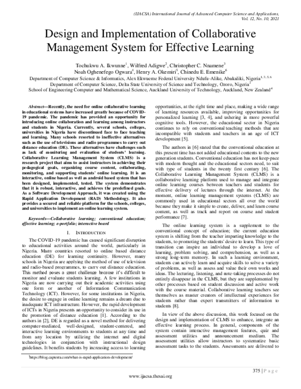 (PDF) Design and Implementation of Collaborative Management System for ...