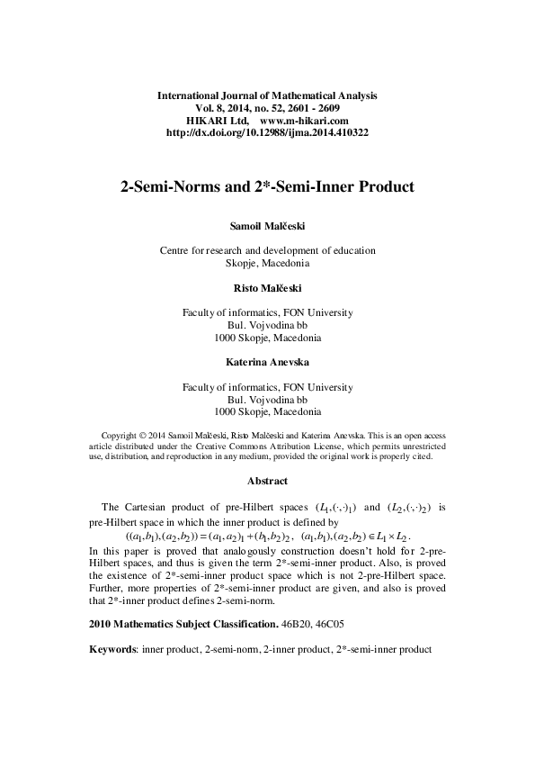 (PDF) 2-SEMI-NORMS and 2*-SEMI-INNER Product
