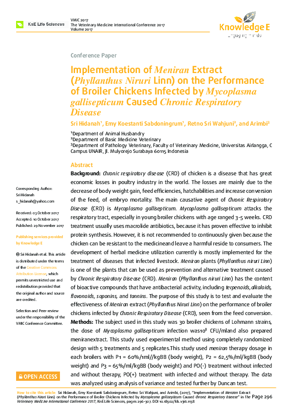 (PDF) Implementation of Meniran Extract (Phyllanthus Niruri Linn) on ...