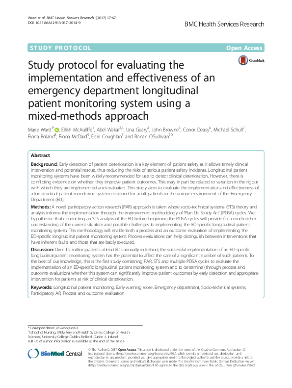 (PDF) Study protocol for evaluating the implementation and effectiveness of an emergency ...
