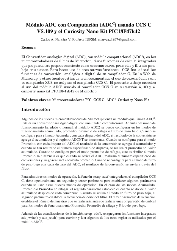 (PDF) Módulo ADC con Computación (ADC 2 ) usando CCS C V5.109 y el Curíosity Nano Kit PIC18F47k42