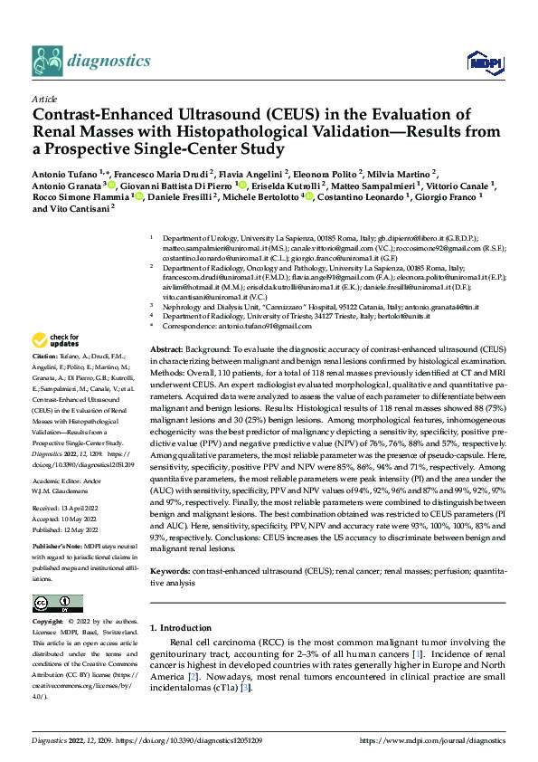 (PDF) Contrast-Enhanced Ultrasound (CEUS) in the Evaluation of Renal ...