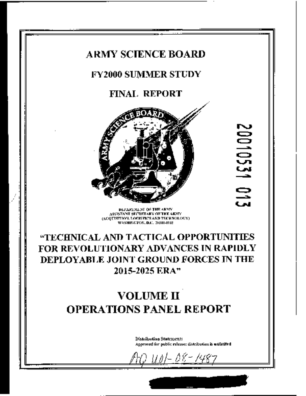 (PDF) Army Science Board FY2000 Summer Study. Technical and Tactical ...