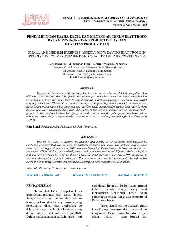 (PDF) Pendampingan Usaha Kecil Dan Menengah Tenun Ikat Troso Dalam ...
