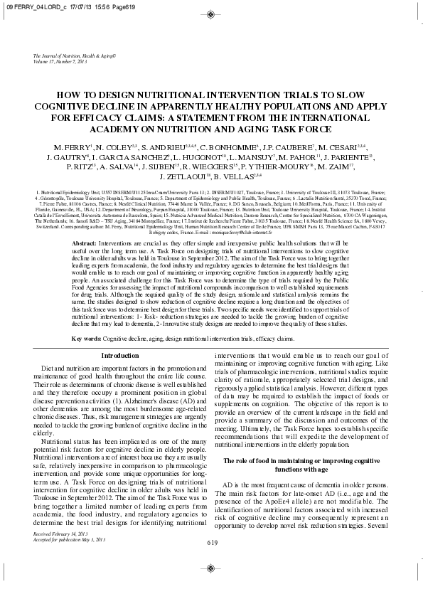 (PDF) How to design nutritional intervention trials to slow cognitive ...