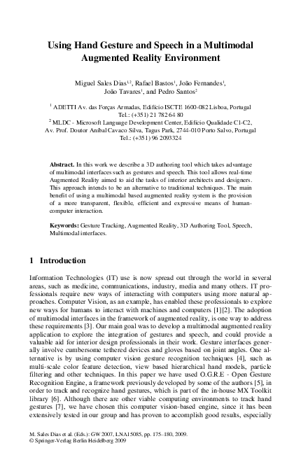 (PDF) Using Hand Gesture and Speech in a Multimodal Augmented Reality ...