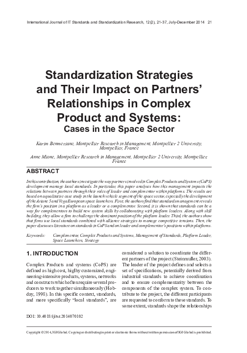 (PDF) Standardization Strategies and Their Impact on Partners ...