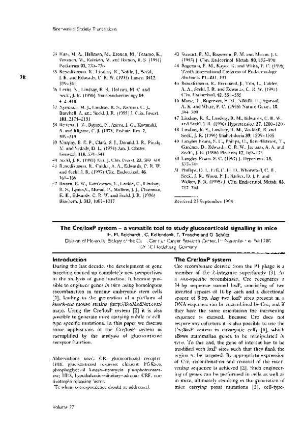 (PDF) The Cre/loxP system—a versatile tool to study glucocorticoid ...