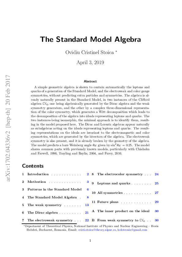 (PDF) The Standard Model Algebra