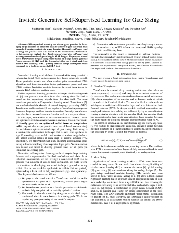 (PDF) Generative self-supervised learning for gate sizing