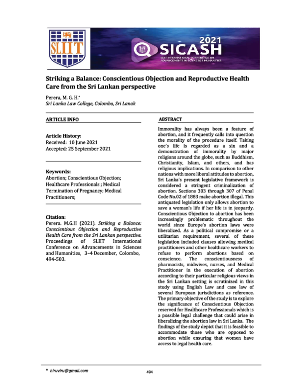 (PDF) Striking a Balance - Conscientious Objection and Reproductive ...