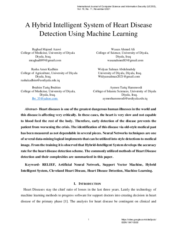(PDF) A Hybrid Intelligent System of Heart Disease Detection Using ...