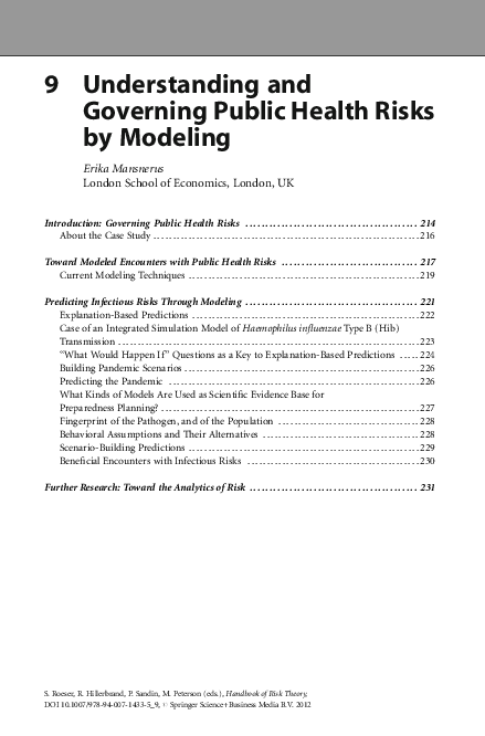 (PDF) Understanding and Governing Public Health Risks by Modeling