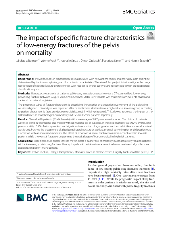 The impact of specific fracture characteristics of low-energy fractures ...