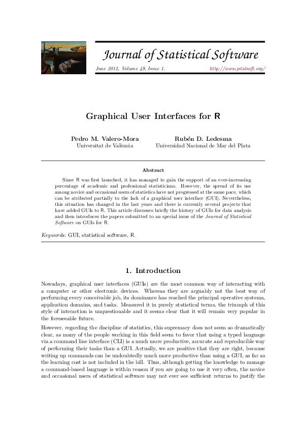 (PDF) Graphical User Interfaces for R