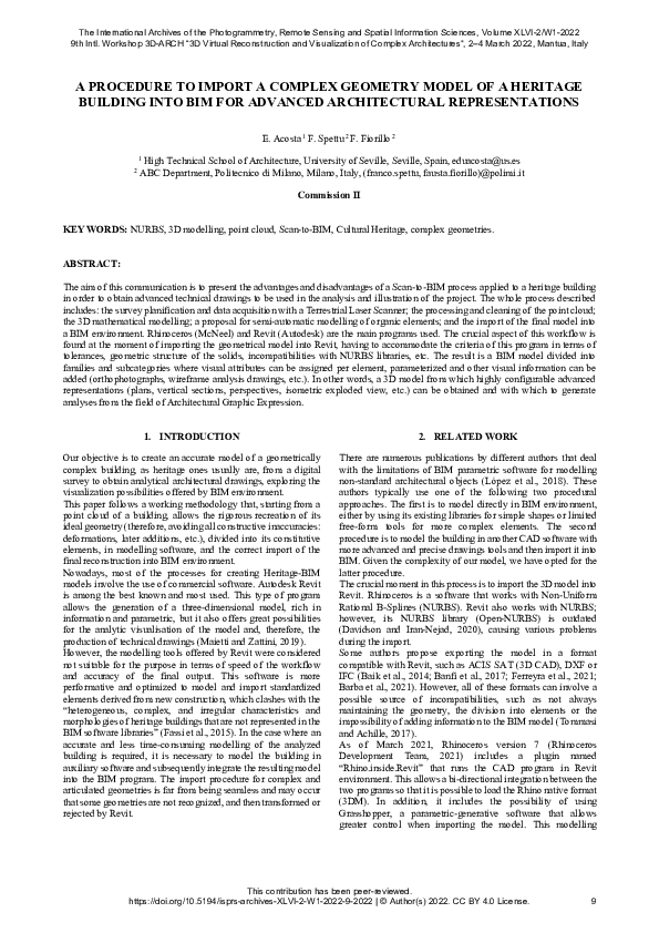 (PDF) A Procedure to Import a Complex Geometry Model of a Heritage Building Into Bim for ...