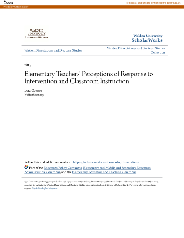 (PDF) Elementary Teachers\u27 Perceptions of Response to Intervention ...