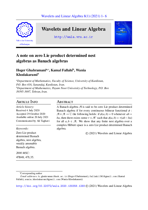 (PDF) Wavelets and Linear Algebra
