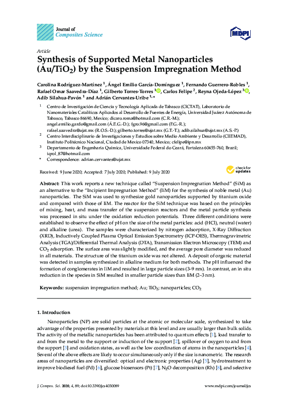 (PDF) Synthesis of Supported Metal Nanoparticles (Au/TiO2) by the ...