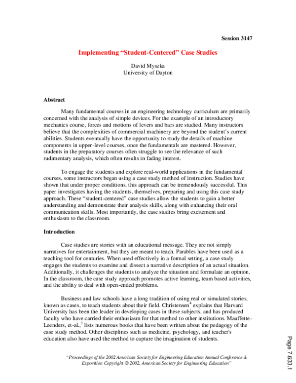 (PDF) Implementing "Student Centered" Case Studies
