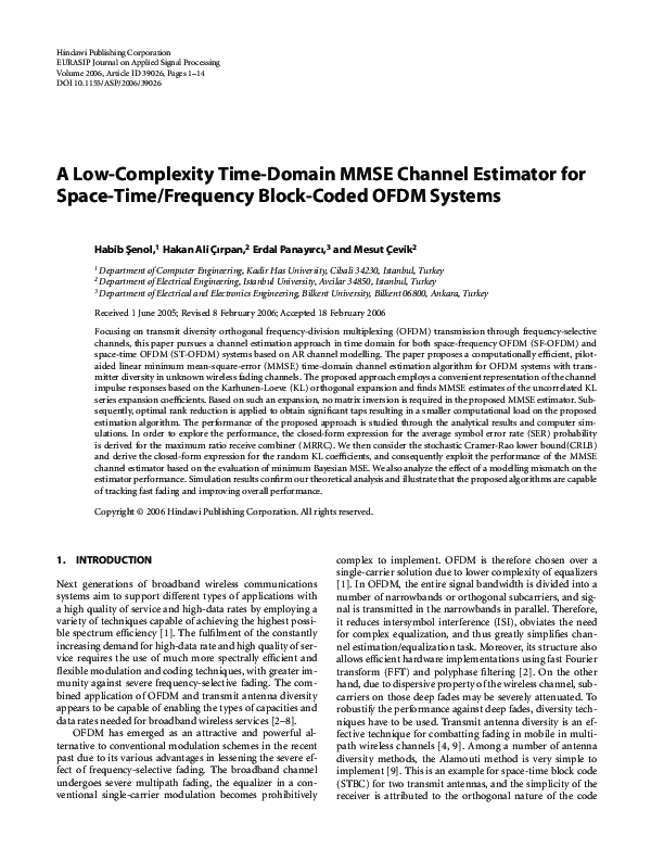 (PDF) A Low-Complexity Time-Domain MMSE Channel Estimator for Space-Time/Frequency Block-Coded ...