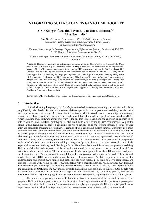 (PDF) Integrating Gui Prototyping Into Uml Toolkit