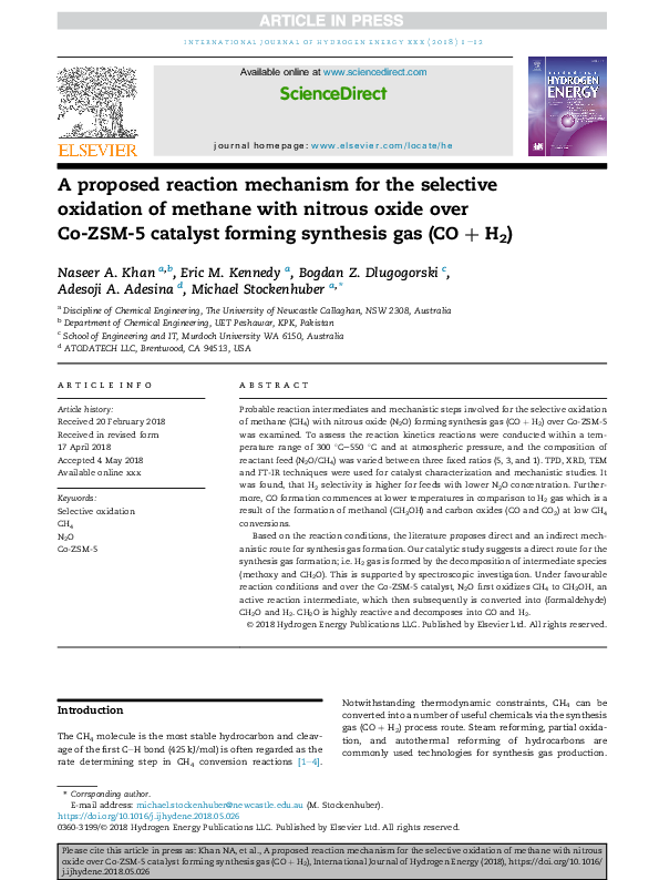 (PDF) A proposed reaction mechanism for the selective oxidation of ...