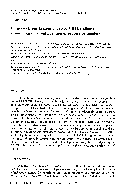 (PDF) Large-scale purification of factor VIII by affinity ...